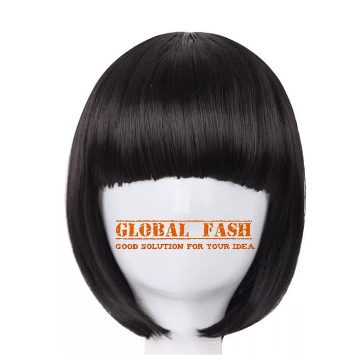 Jual Wig bob hitam/ Wig pendek lurus / Wig Cosplay/ Rambut Palsu full ...