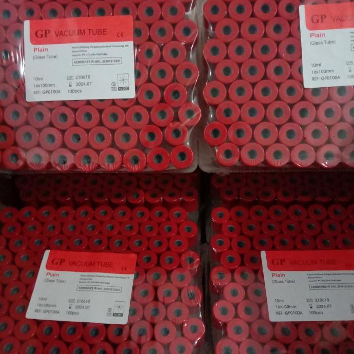 Jual Tabung Plain 10ml Plain Merk GP | Vacutainer 10 ml Glass Tube ...