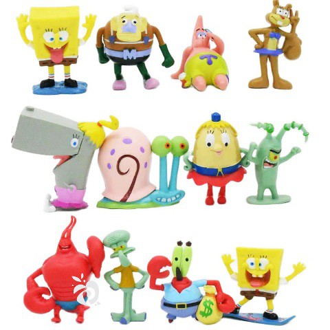 Jual Spongebob Figure Set isi 12 Mainan Pajangan Miniatur Hiasan Kue ...