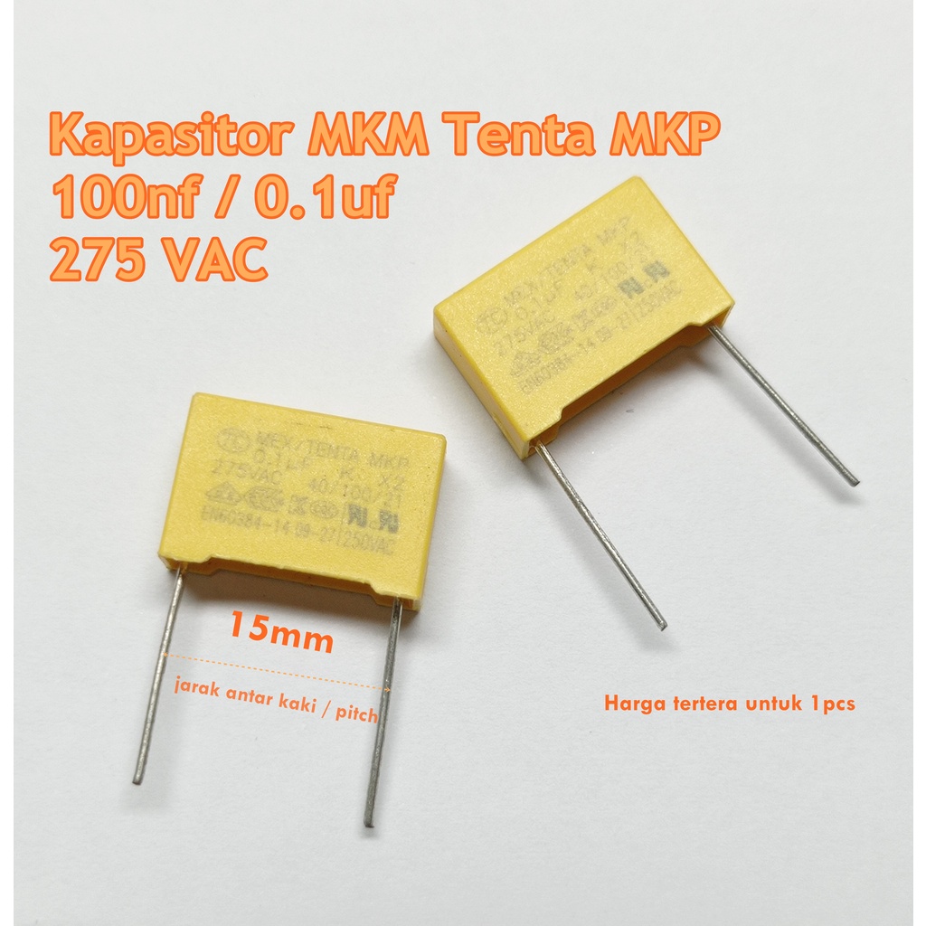 Jual 100nF 0.1uF Capacitor X2 275V AC Pitch 15mm X2 100 nf 100N | Shopee Indonesia