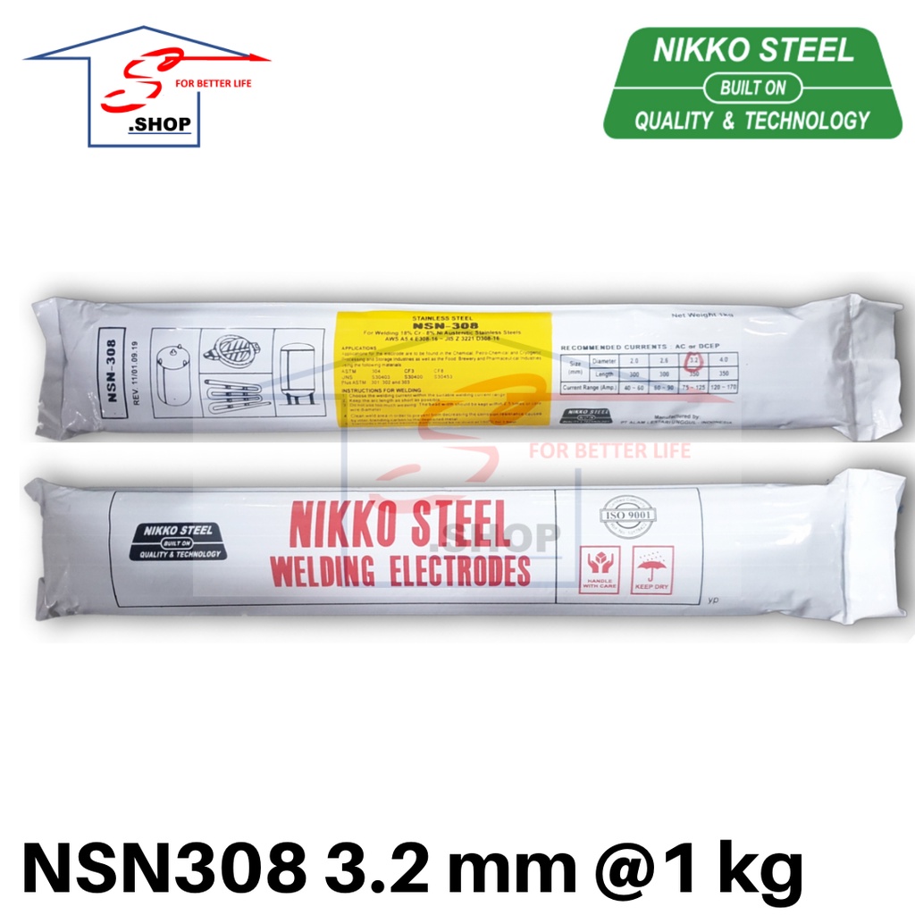Jual Kawat Las Stainless 3.2 mm NSN308 Nikko Steel 1 kg | Shopee Indonesia