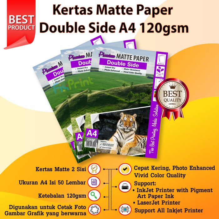 Jual Kertas Matte Paper Double Side A4 120gsm, Kertas Matte Printer A4 ...