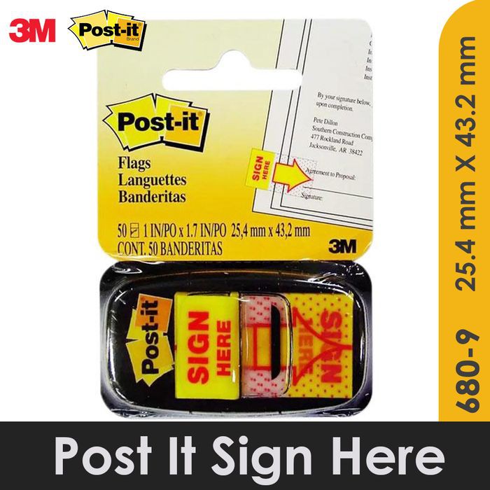 Jual 3M post it 680 09 sign here printed flag | Shopee Indonesia