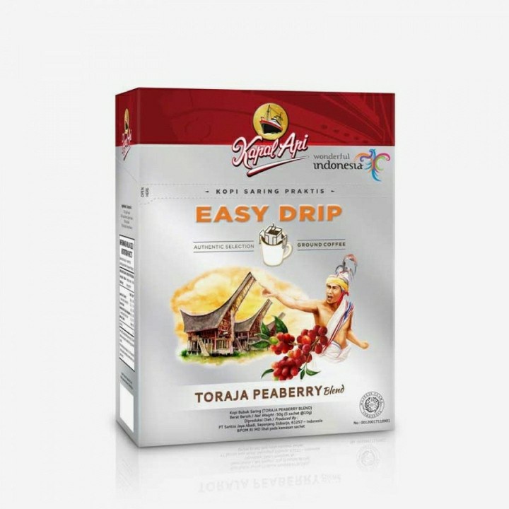 Jual Kopi Saring Kapal Api Easy Drip Toraja Peaberry box isi 5 10gr ...