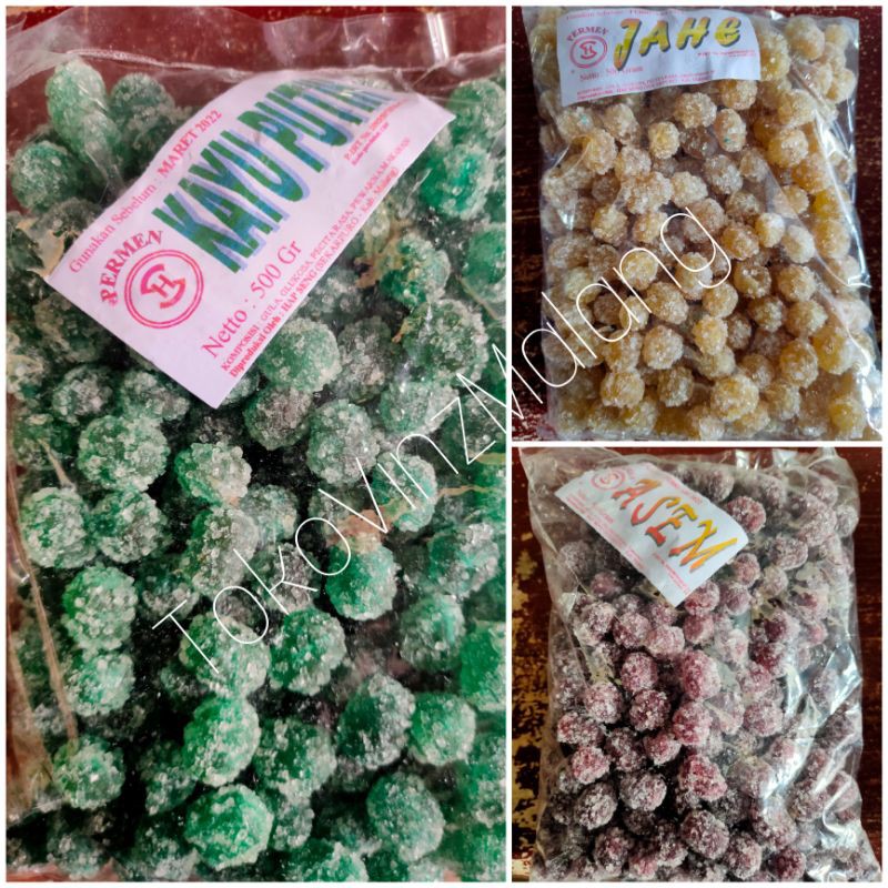 Jual Permen kayu putih,asem,jahe,temulawak kemasan plastik 500gram ...