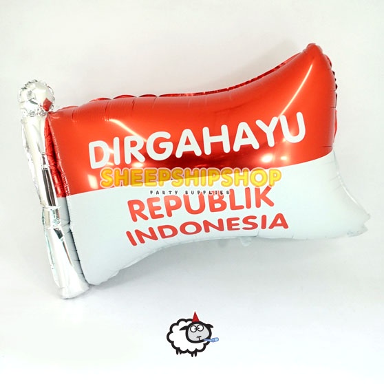 Jual Balon Foil Bendera Jumbo Dirgahayu / Balon Bentuk Bendera Merah ...