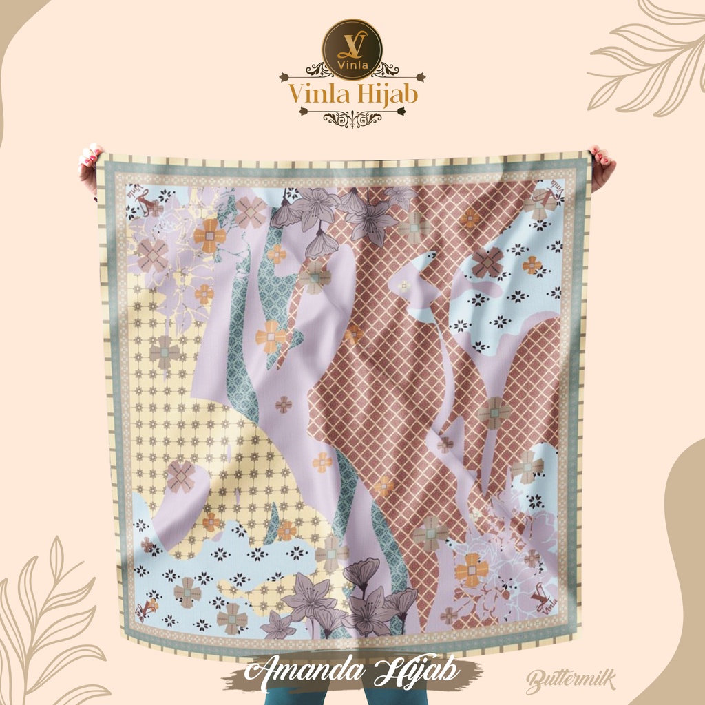 Jual Vinla Hijab - Amanda Hijab Buttermilk - Premium Voal Motif Laser ...