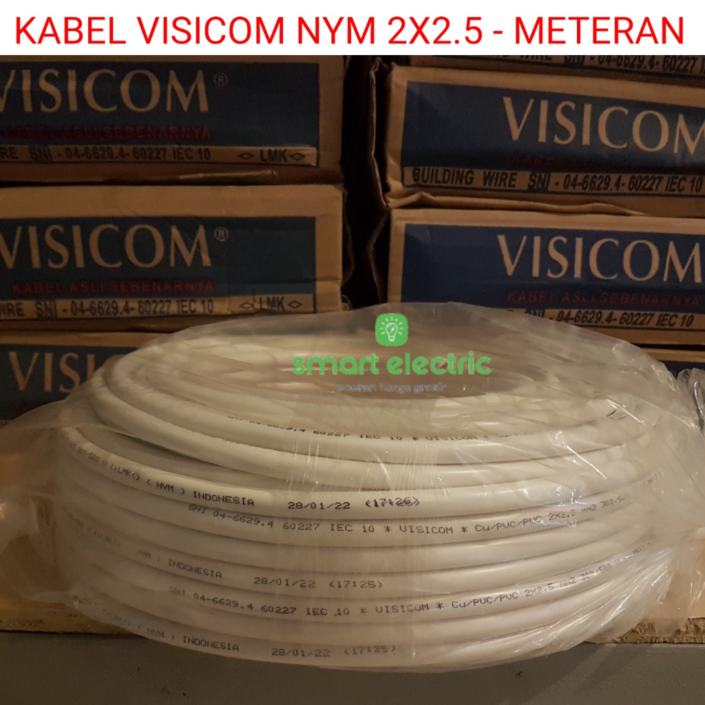 Jual Kabel Listrik Visicom NYM 2x2.5mm Meteran Tembaga Murni SNI LMK ...