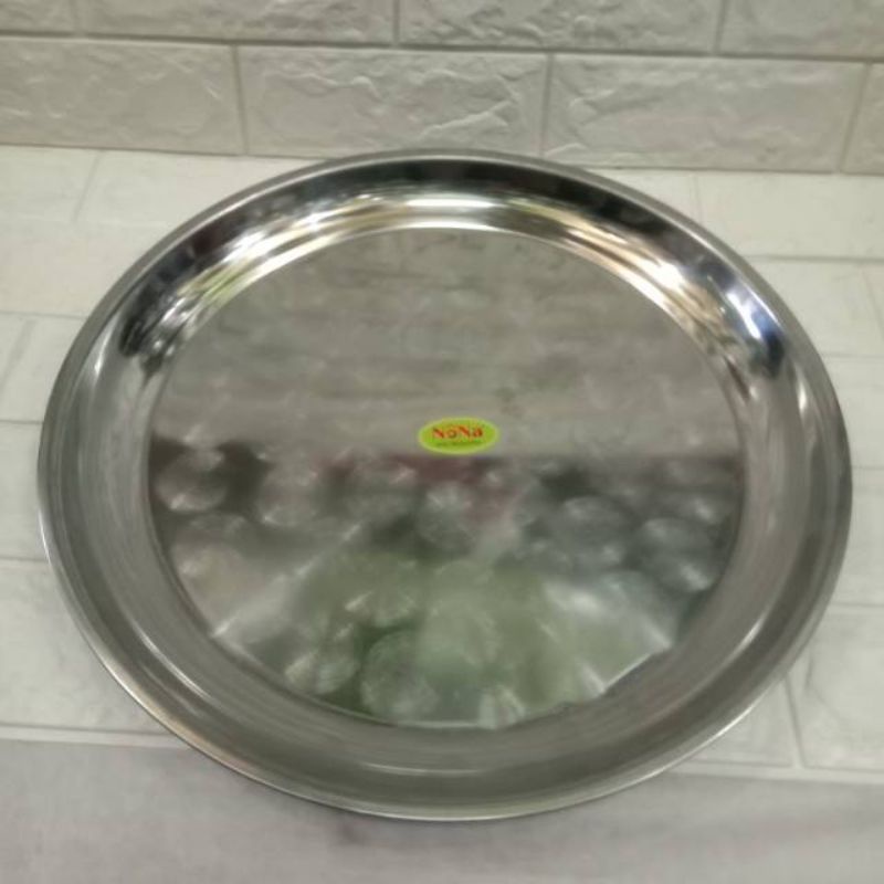 Jual NAMPAN BULAT STAINLESS STELL 50cm 40CM 30CM / nampan bulat 40cm ...