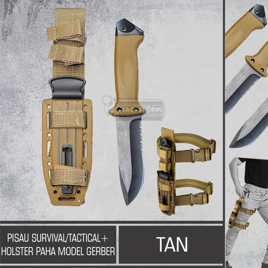 Jual Pisau Survival/Tactical + Holster Paha Model Gerber Pisau Outdoor ...
