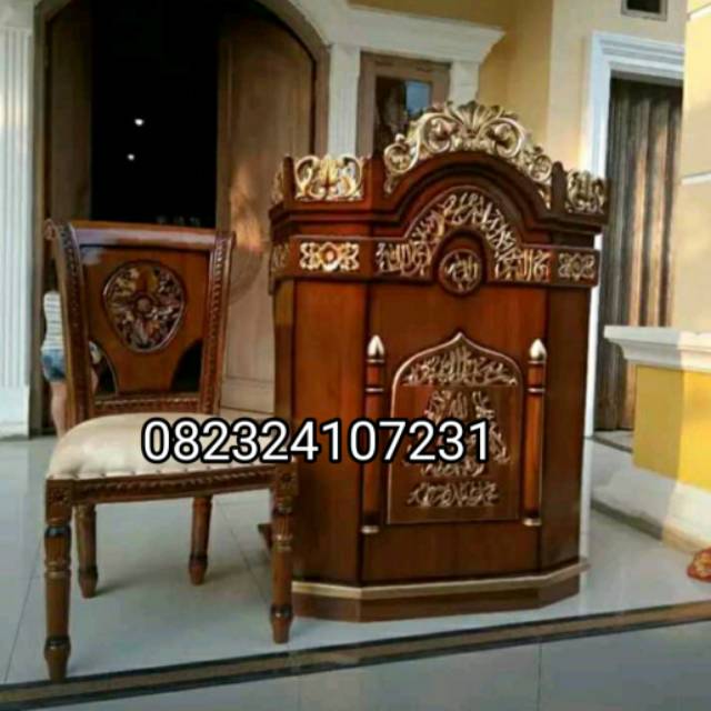 Jual Mimbar masjid dan kursi mimbar kayu jati finishing | Shopee Indonesia