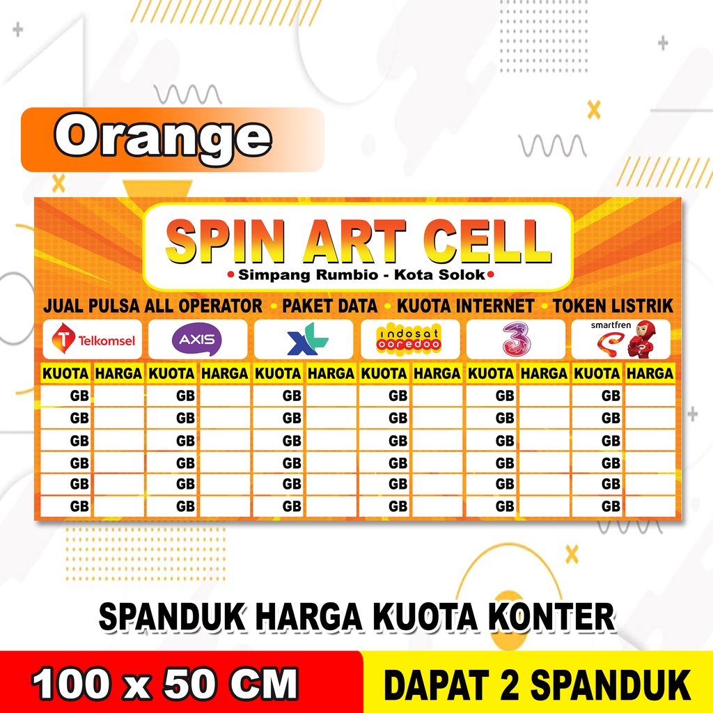 Jual SPANDUK BANNER KONTER DAFTAR HARGA KUOTA INTERNET MURAH | Shopee ...
