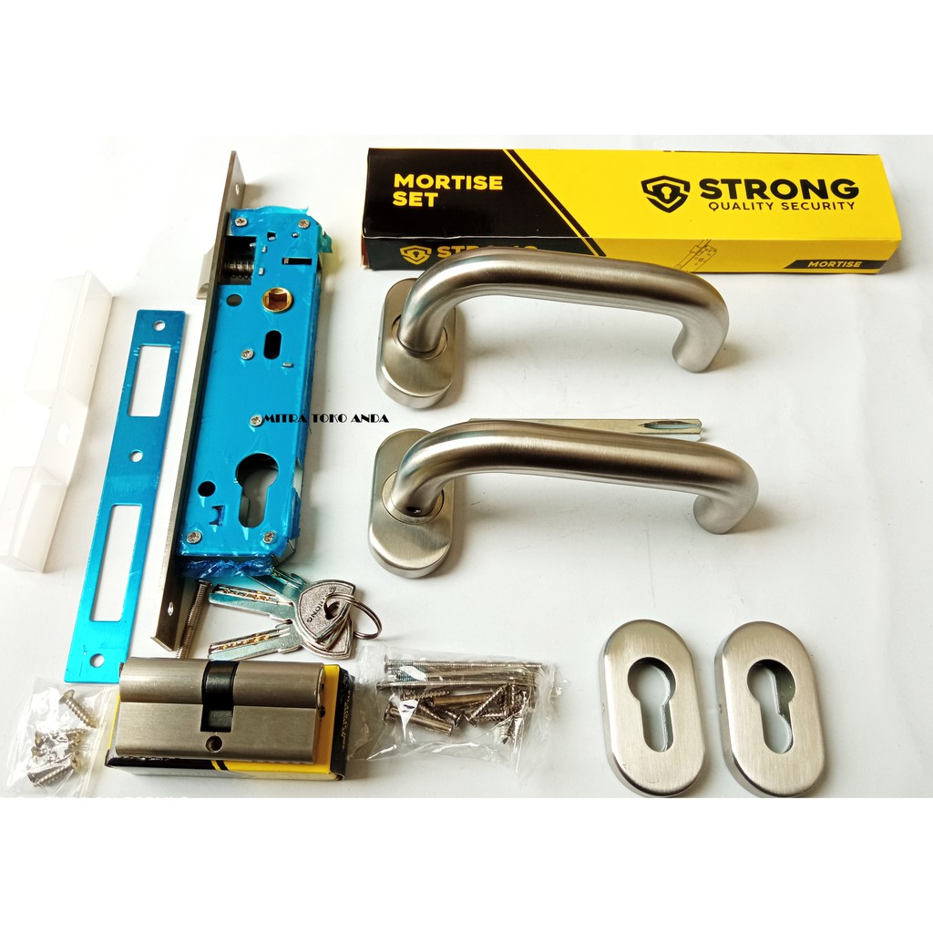 Jual Handle Pintu Alumunium Set Komplit Lockcase 30mm + Cylinder 65mm ...
