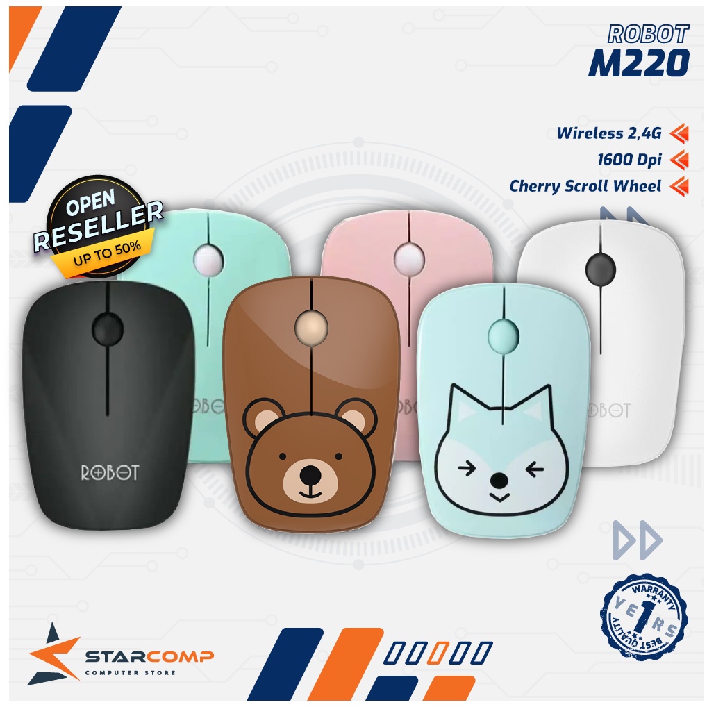 Jual ROBOT M220 2.4G Wireless Optical Mouse - Garansi Resmi | Shopee ...