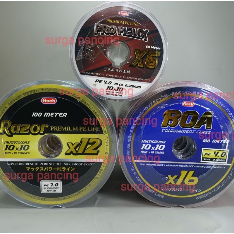 Jual benang line PE FISCH BOA X16 / RAZOR X12 / PRO HELIX X6 connecting ...