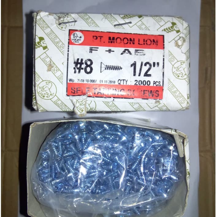 Jual Skrup Tapping Screw Kepala Rata Moon Lion 8 x 1/2" FAB Isi 2000 ...