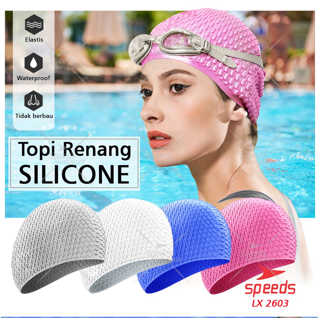 Jual SPEEDS Topi Renang Swimcap Pelindung Telinga Unisex Bahan Silikon ...