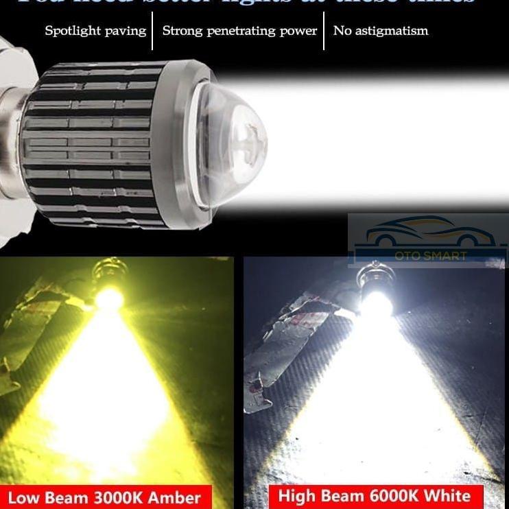 Jual Lampu Sorot Depan Motor LED H4 & H6=BA20D 6000lm 2 Cahaya 6000k ...