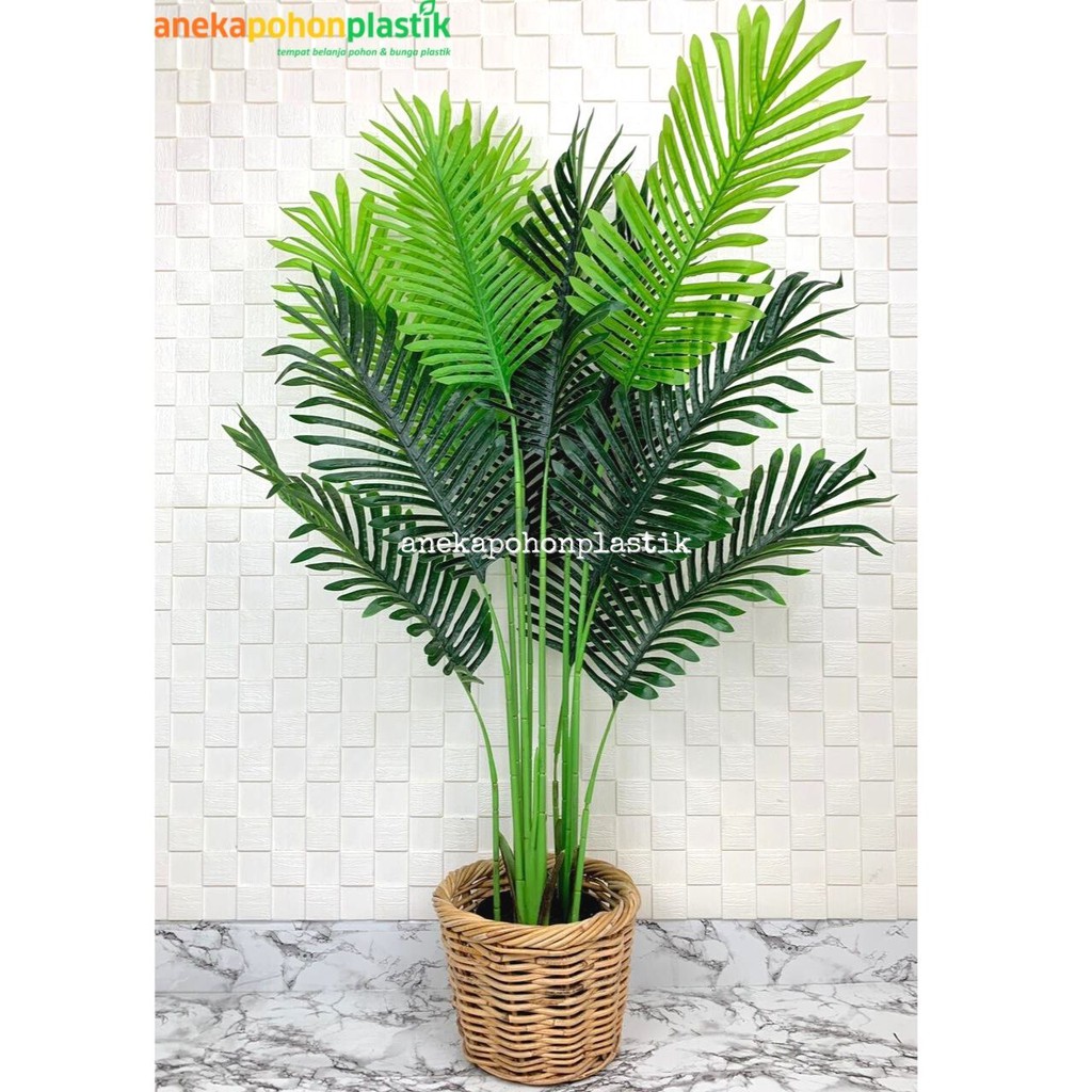 Jual Pohon Daun Palem T130 Latex Pot Dasar Hitam Cover Keranjang Rotan ...
