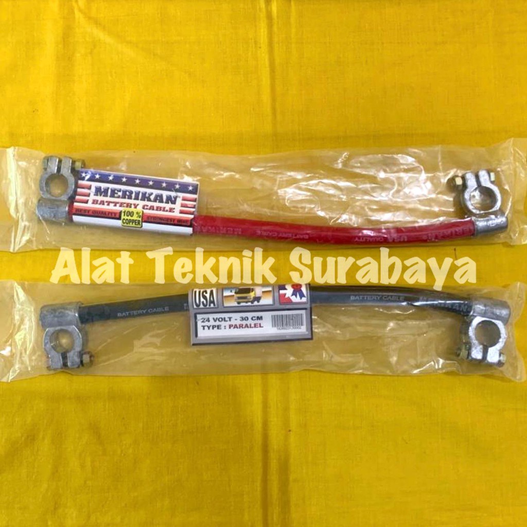 Jual KABEL PARALEL ACCU MERIKAN HITAM MERAH 24 V VOLT 30 CM KEPALA BATTERY CABLE BESTINDOTOOLS ...