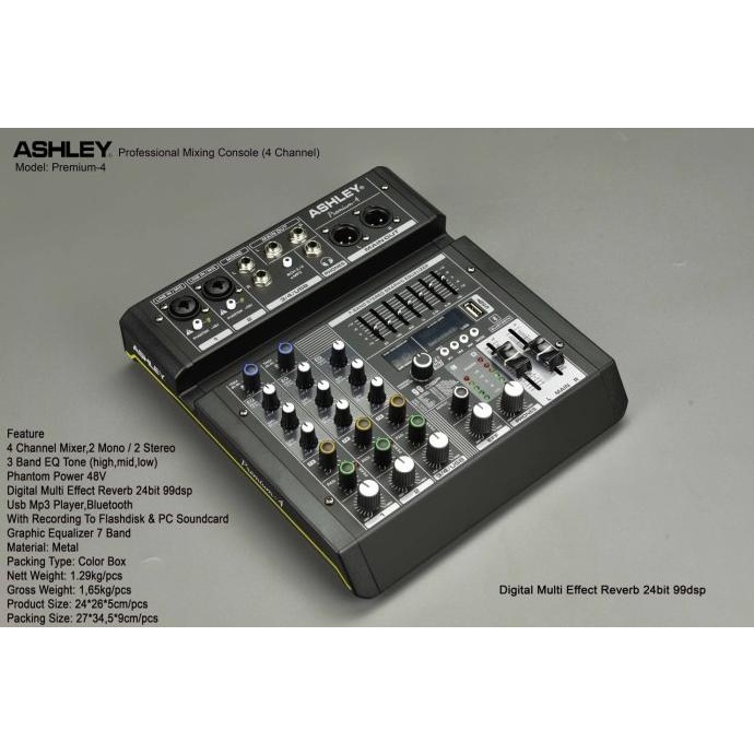 Jual Mixer Ashley Premium 4 Original 4 Channel Bluetooth - USB With Soundca Star Seller | Shopee ...