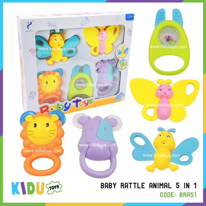 Jual Mainan Newborn Mainan Kerincing Bayi Baby Rattle Animal 5 in 1 ...