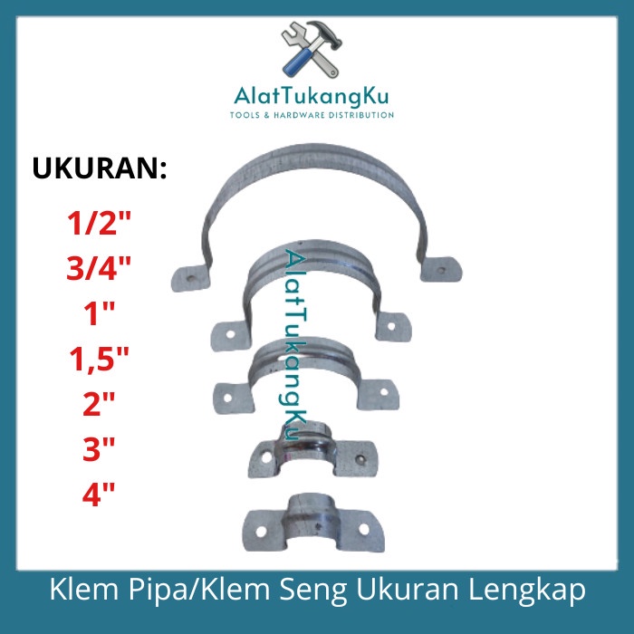 Jual Klem Plat Pipa Seng Besi Tebal/klem Plat omega ukuran lengkap 1/2 ...