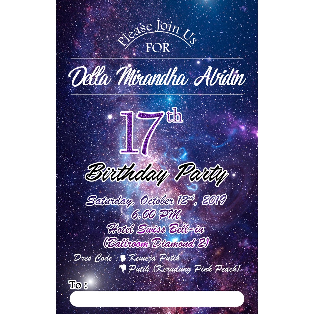 Jual AFY Undangan Kartu Undangan Ulang Tahun Sweet Seventeen BL 008 | Shopee Indonesia