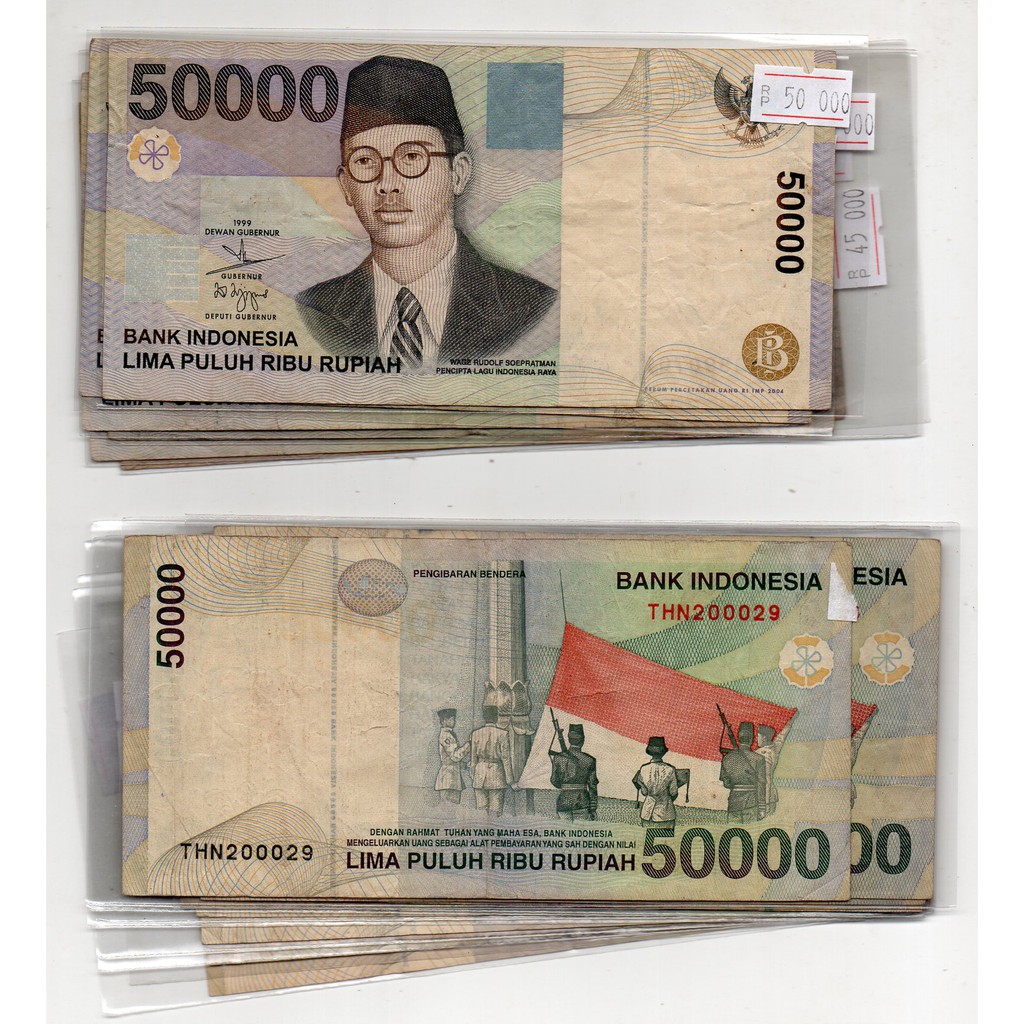 Jual Bl3180 Per 1 Lembar uang Kuno 50000 Rupiah tahun 1999 Bekas Pakai ...
