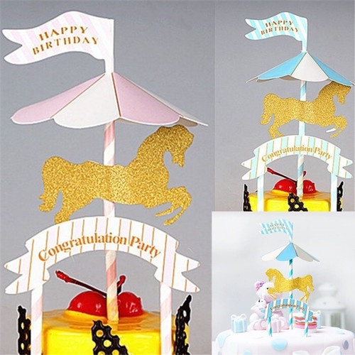 Jual Topper Cake Carousel Set / Topper kue bentuk Kuda / Dekorasi cake ...