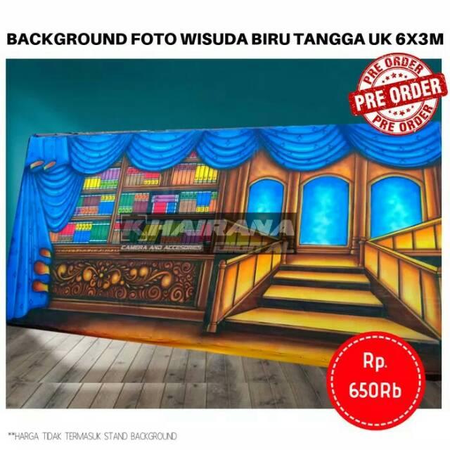 Jual Background Backdrop Layar latar Foto Wisuda Gorden Biru WS-61 ...