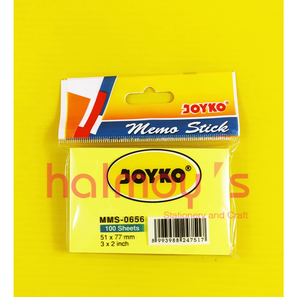 Jual MEMO STICK / STICKY NOTES JOYKO MMS - 0656 ( 51 X 77 MM ) | Shopee ...