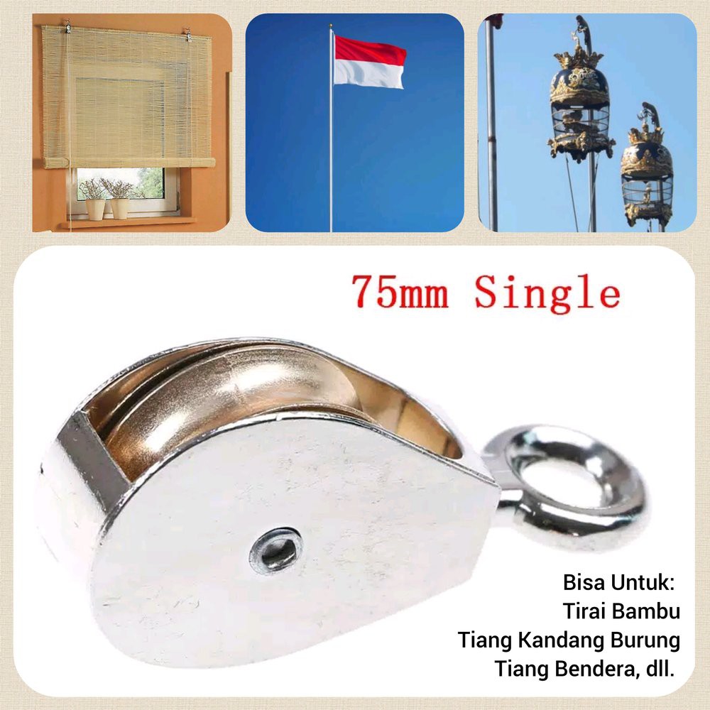 Jual Katrol Single Pulley 75mm Kuat Kerekan Alur Tunggal Mini Wheel ...