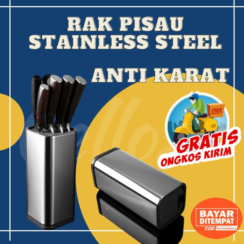 Jual Rak Tempat Penyimpan Pisau Dapur Stand Tool Knife Holder Stainless ...