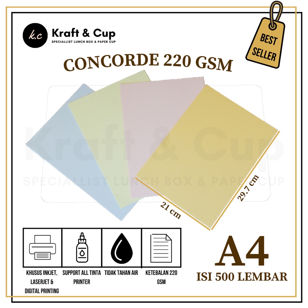 Jual Kertas A4 Concorde 220 gr isi 500 lembar / Kertas Concorde 220 / Kertas Piagam A4 | Shopee ...
