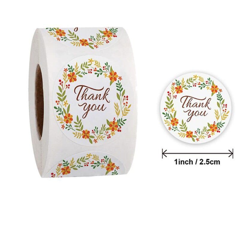 Jual Sticker Thank You 500pcs per roll bulat /sticker thankyou love ...