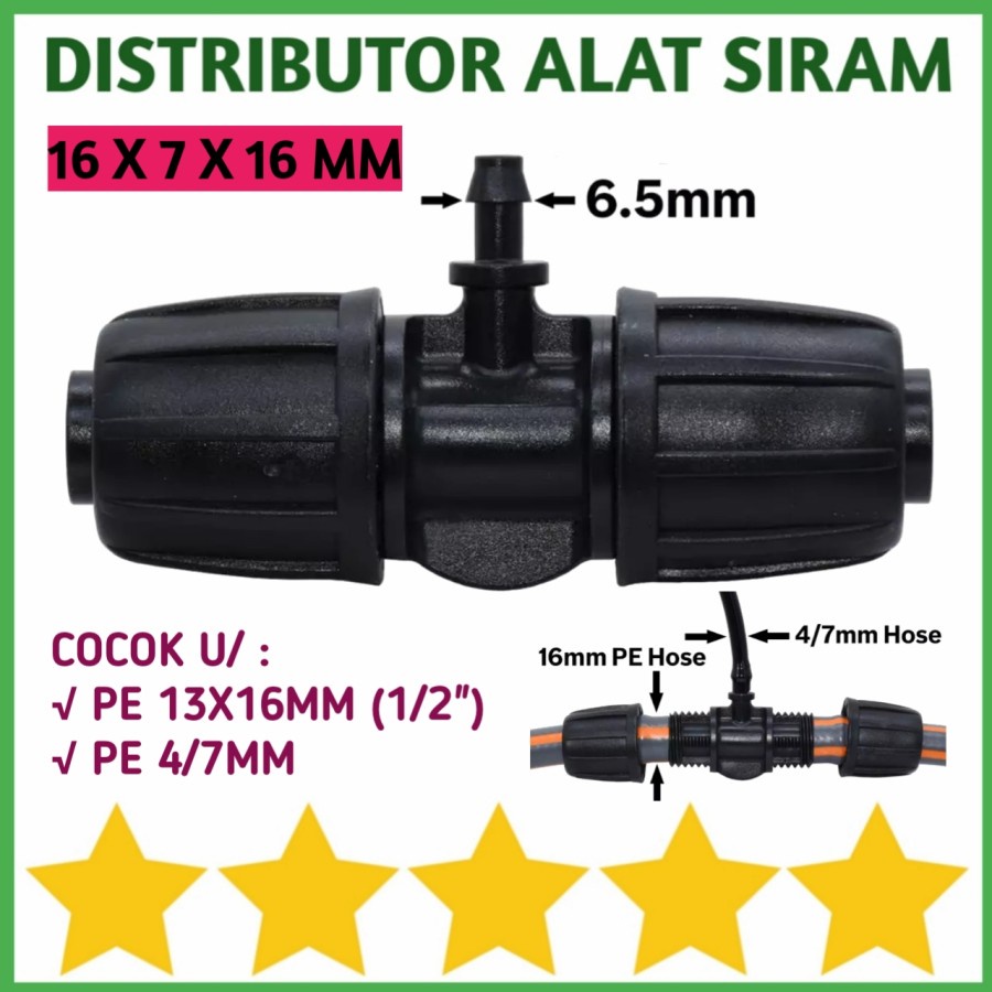 Jual KONEKTOR REDUCER TEE 16MM X 7MM SELANG PE TYPE LOCK 3 CABANG ARAH ...