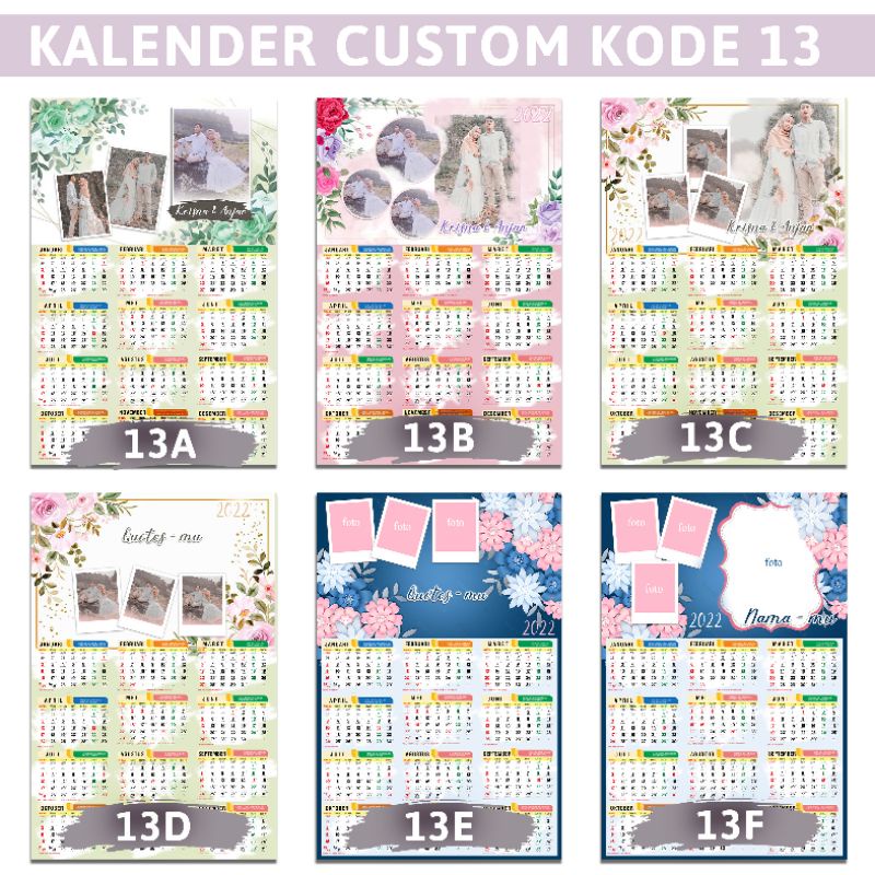 Jual KALENDER 2022 CUSTOM ISI FOTO MURAH KEKINIAN KLEM BESI (ukuran A3 ...