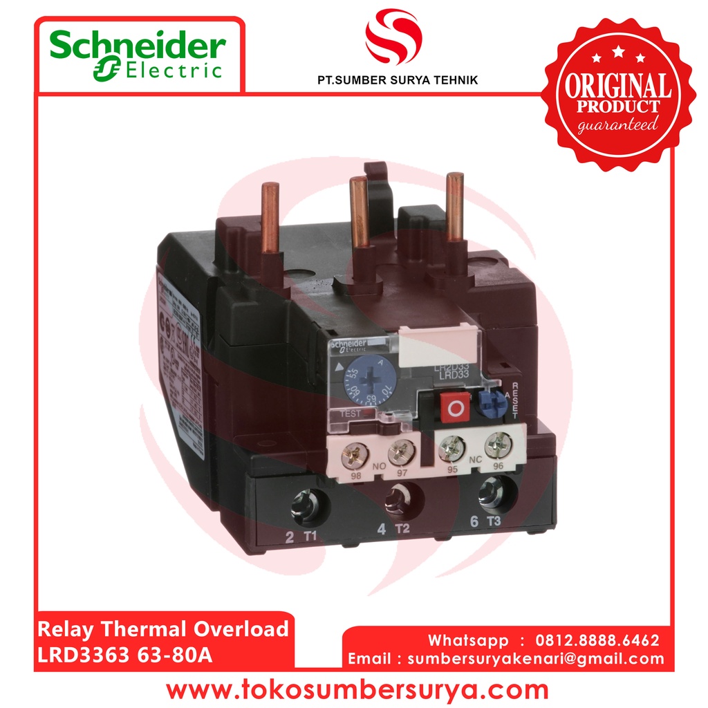 Jual Relay Thermal Overload 63A - 80A Saklar Listrik ON OFF LRD3363 SNI Asli Ori Schneider ...