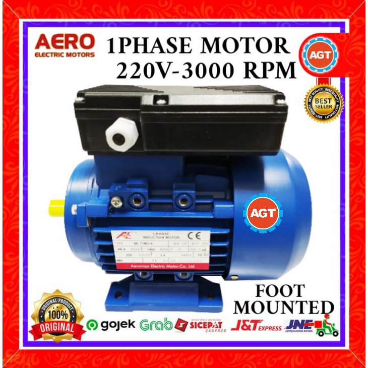 Jual AERO 1PHASE 2.2KW/3HP/2P/B3 ELECTRIC MOTOR SINGLE PHASE | Shopee Indonesia