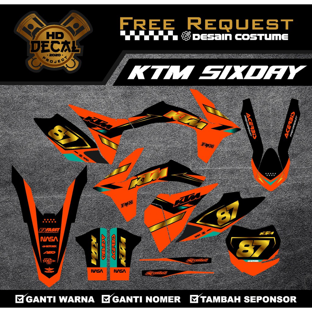Jual DECAL KTM SIXDAY DECAL KTM 250 KTM 85 FULL BODY DESAIN COSTUME ...