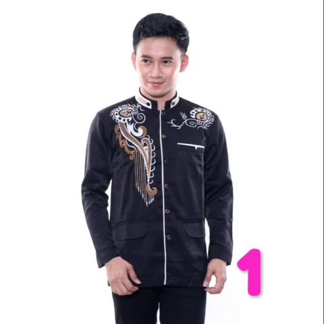 Jual Baju Jasko Jas Koko warna dasar Item | Shopee Indonesia