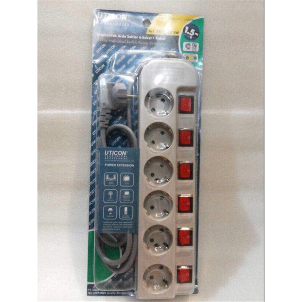 Jual Stop Kontak Uticon 6 lobang switch ST1682SW Murah | Shopee Indonesia