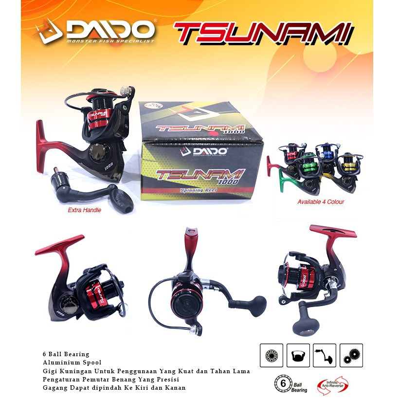Jual DAIDO REEL PANCING TSUNAMI 6 BEARING UKURAN 1000 - 6000 | Shopee ...