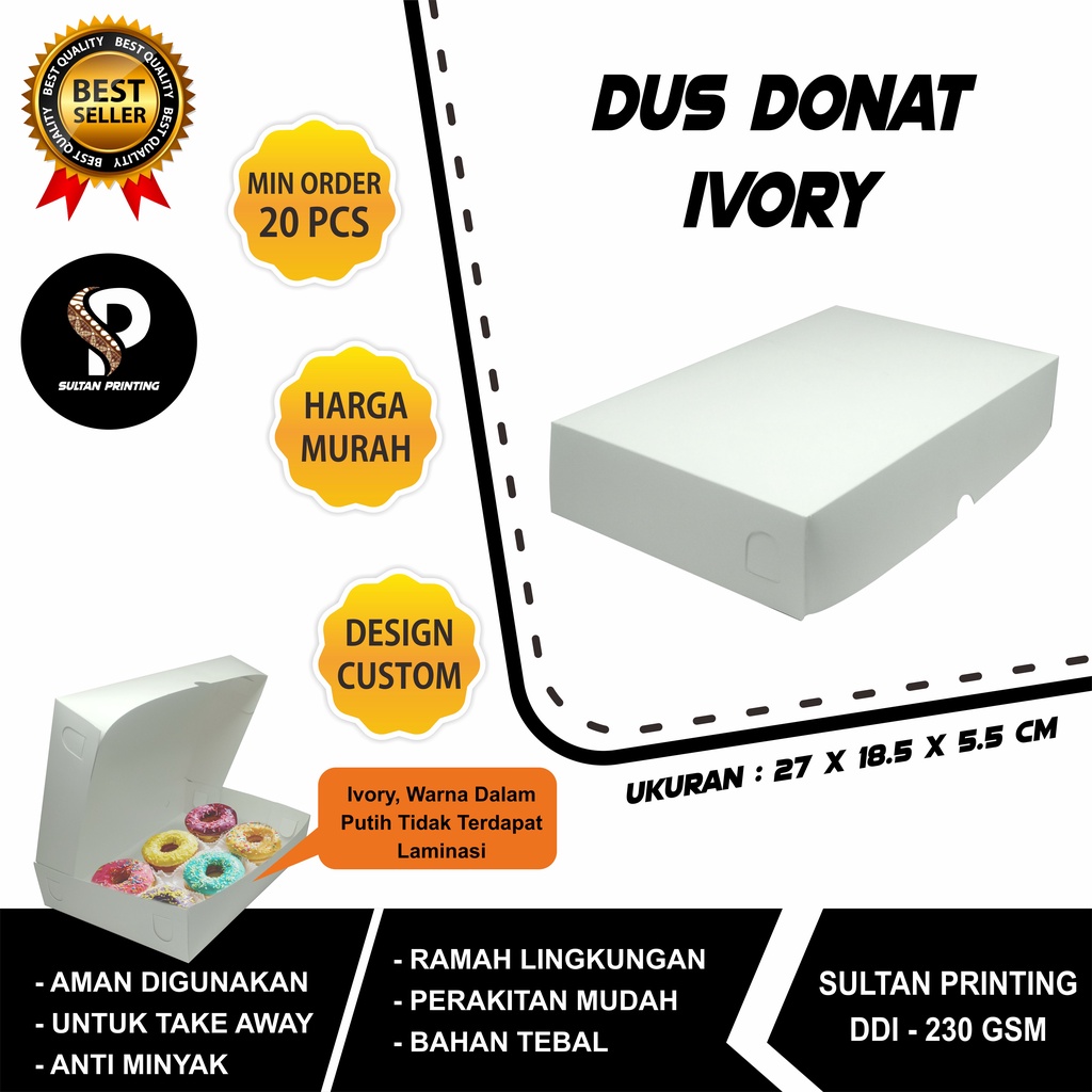 Jual DUS DONAT / KOTAK DONAT / BOX DONAT (IVORY) | Shopee Indonesia