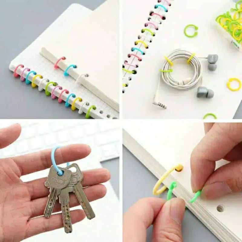 Jual 30Pc Ring Kertas Plastik Loose Leaf Binder Buku Craft Notebook ...