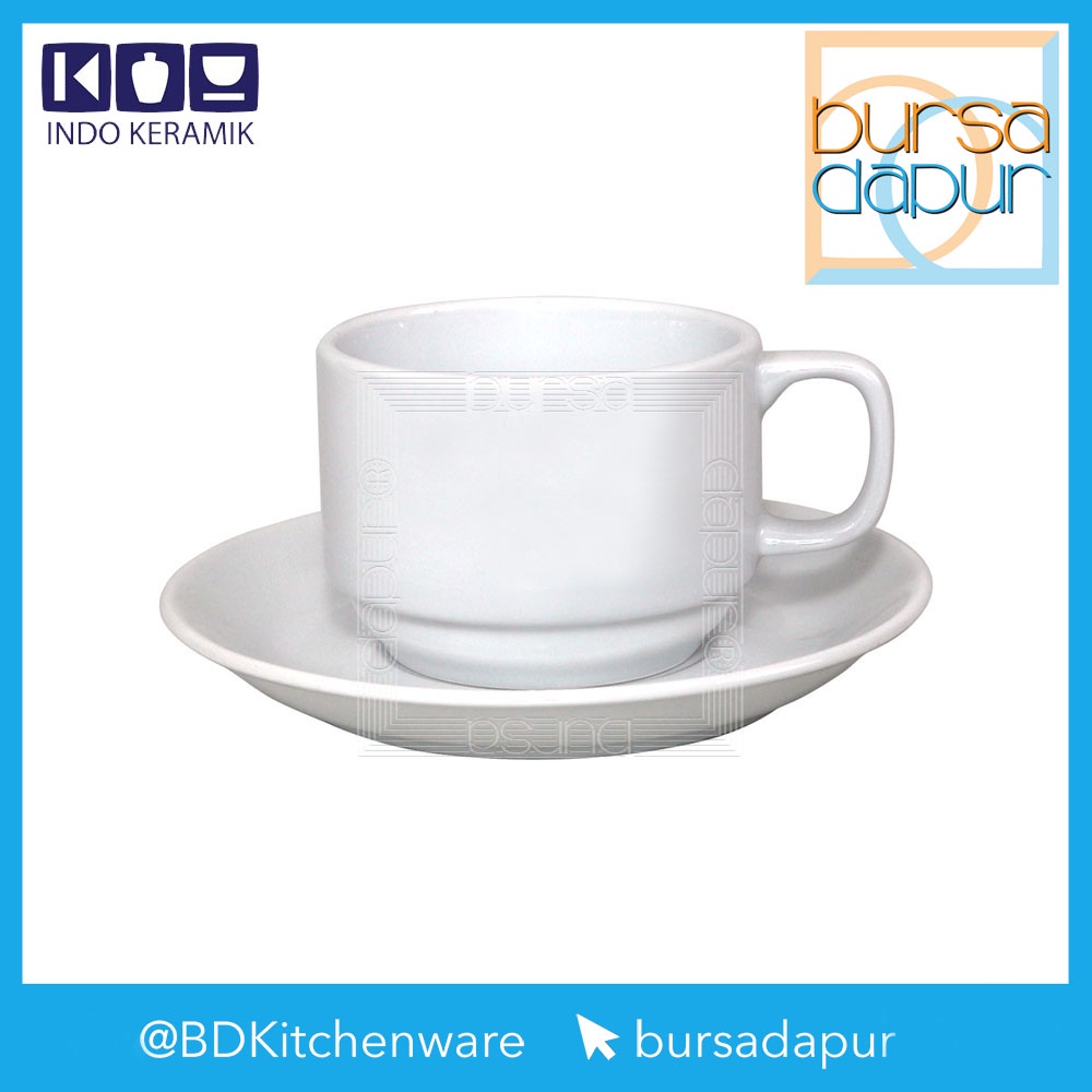 Jual Indo Keramik Plain White Cup & Saucer Bistro 7 oz (C/S-BST / CUSR-12 BST) | Shopee Indonesia
