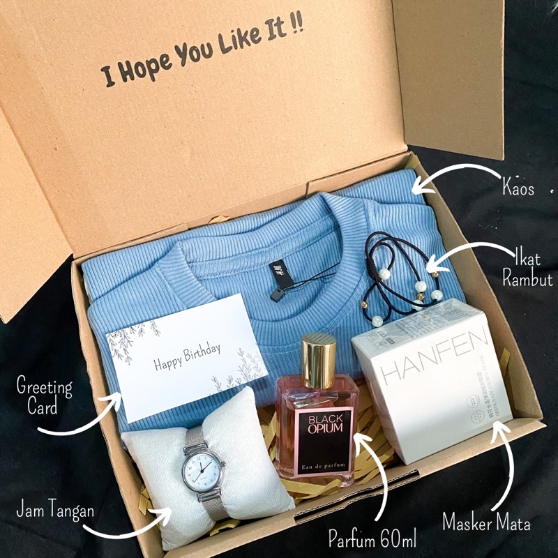 Jual [B6560]GIFT BOX KAOS RIB CEWEK/KADO PACAR/KADO ULANG TAHUN/HAMPERS ...