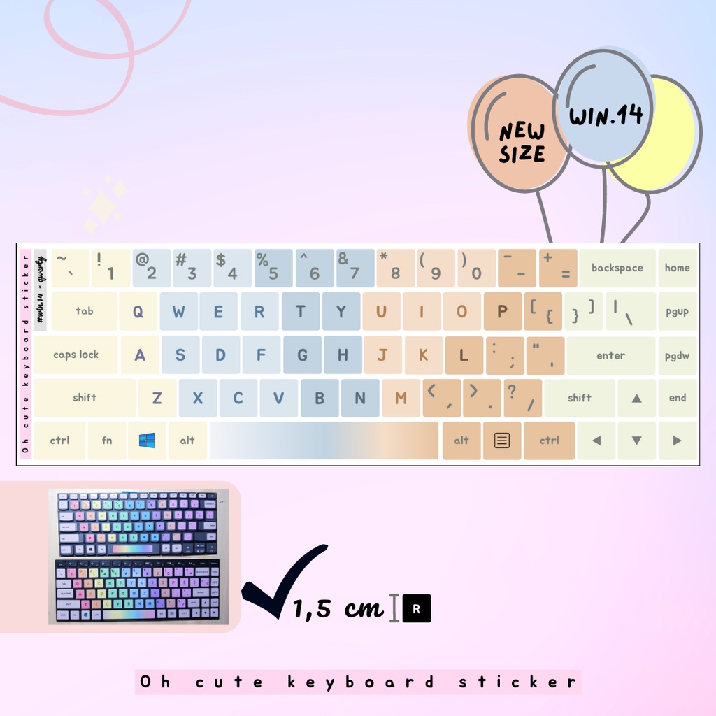 Jual Qwerty Keyboard Sticker for Windows Aesthetic Palette Color Vinyl ...