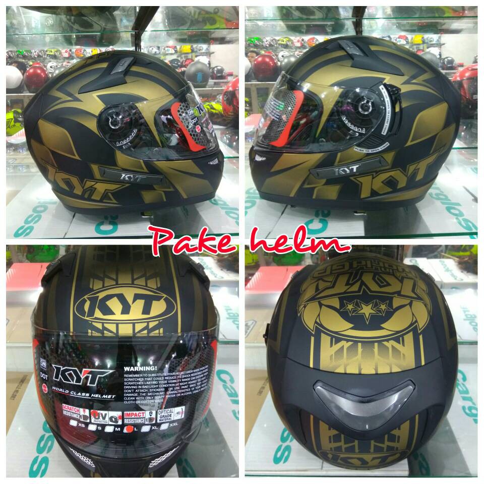 Jual HELM KYT FULL FACE HELM KYT K2 RIDER WGP BLACK GOLD DOFF | Shopee ...